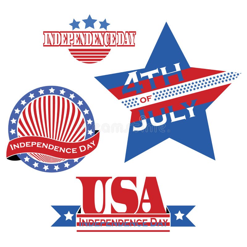 Set of Elements Designs for Independence Day Stock Vector ...
