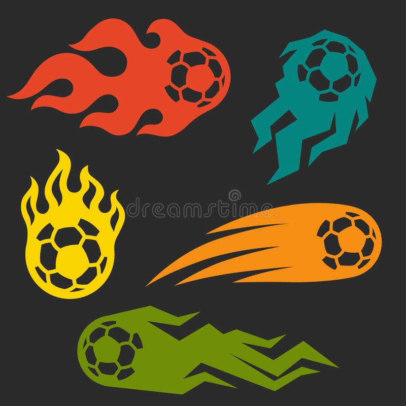 Set of Elements Fire Soccer Balls for Design Stock Vector ...
