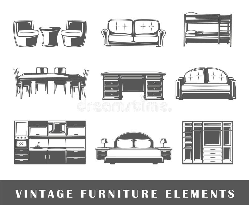 Set of Elements of the Furniture Stock Vector - Illustration of living ...