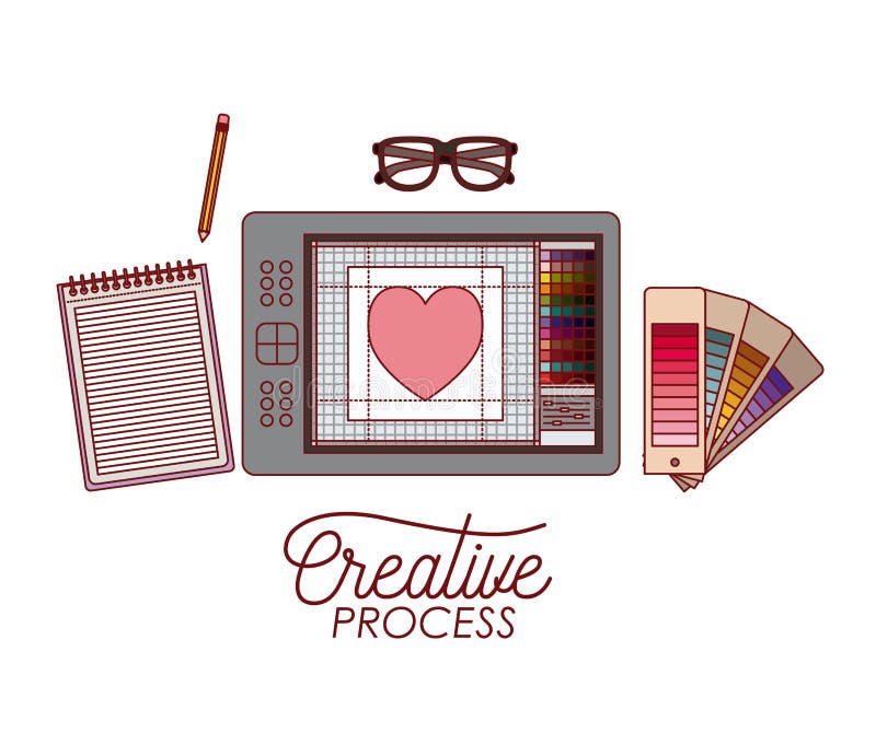 Set Elements Graphic Design Creative Process on White Background Stock Vector - Illustration of ...