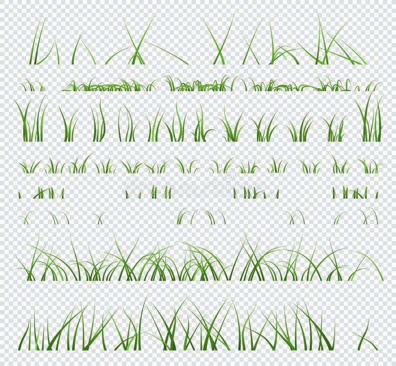 Set of Elements Green Grass Isolated on Transparent Background Stock ...