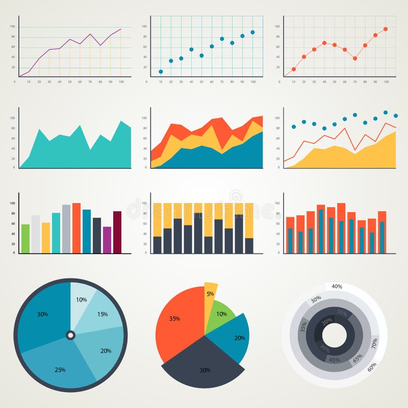 Set of Elements for Infographics, Charts, Graphs, Diagrams. in Color ...