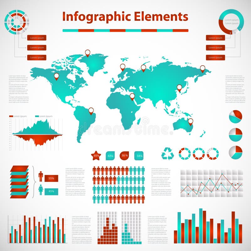 Elements for the News Infographic with Map Stock Vector - Illustration ...