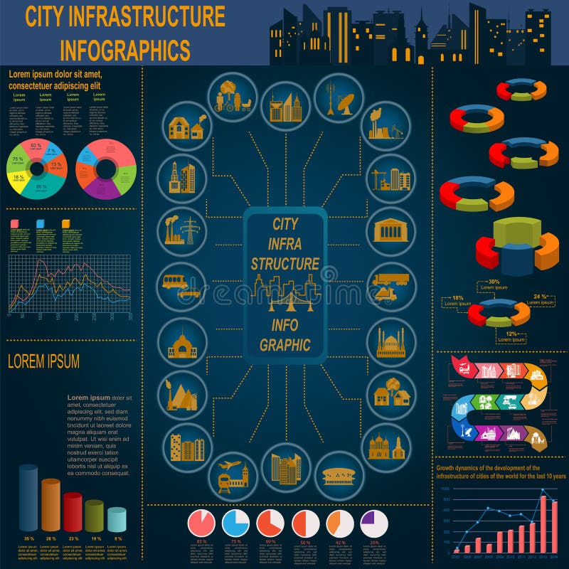 Set of Elements Infrastructure City, Vector Infographics. Illustration ...