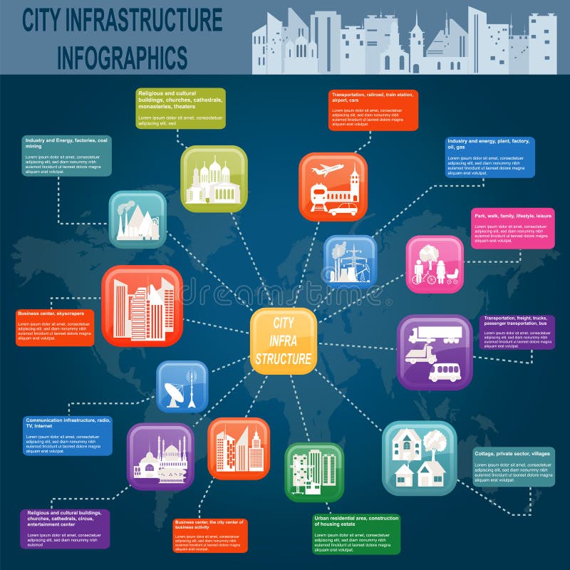 Set of Elements Infrastructure City, Vector Infographics Stock Vector ...