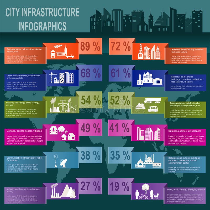 Set of Elements Infrastructure City, Vector Infographics Stock Vector ...