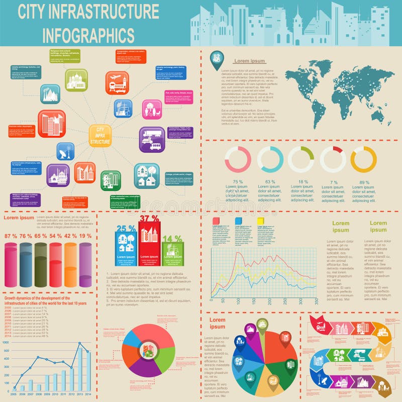 Set of Elements Infrastructure City, Vector Infographics Stock Vector ...