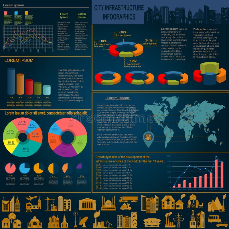 Set of Elements Infrastructure City, Vector Infographics Stock ...