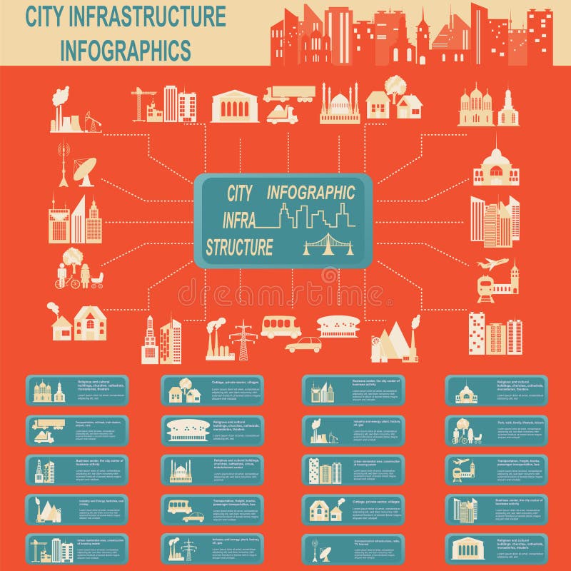 Set of Elements Infrastructure City, Vector Infographics. Illustration ...
