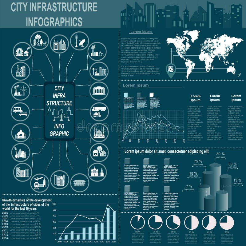 Set of Elements Infrastructure City, Vector Infographics. Illustration ...