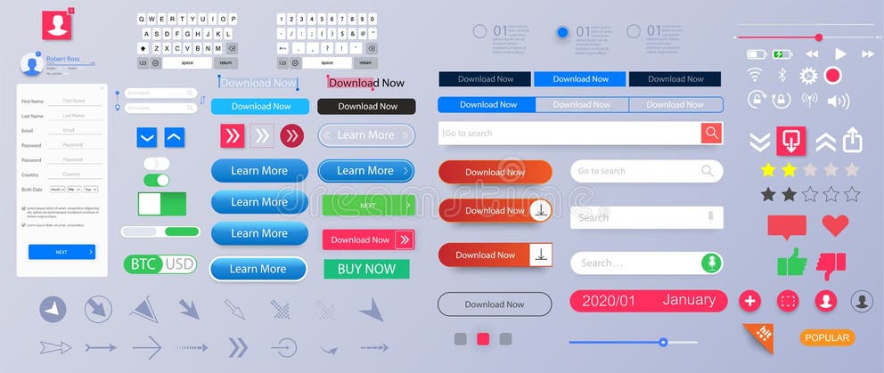 Set of Elements for the Interface. Universal UI UX Kit for App or Web ...