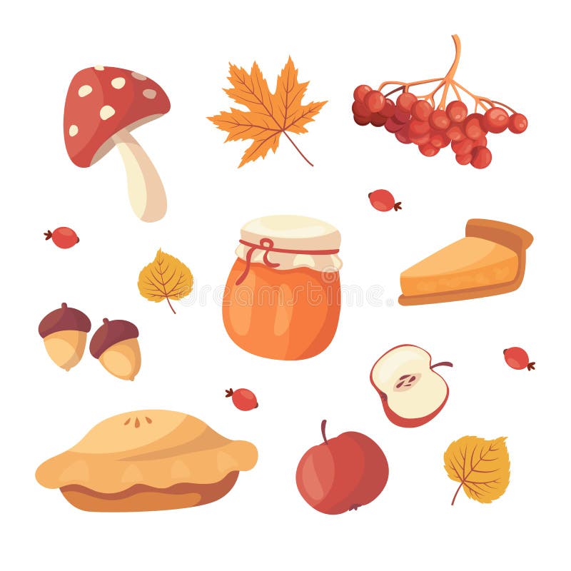 Set of Elements and Items that Represent Autumn Stock Vector ...