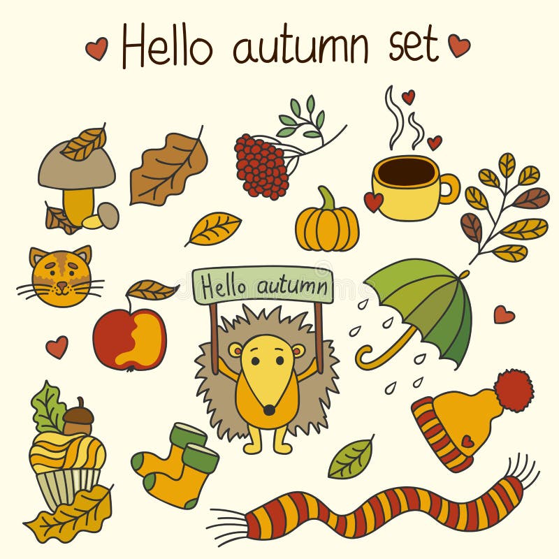 Set of Items that Represent Autumn Stock Vector - Illustration of food ...