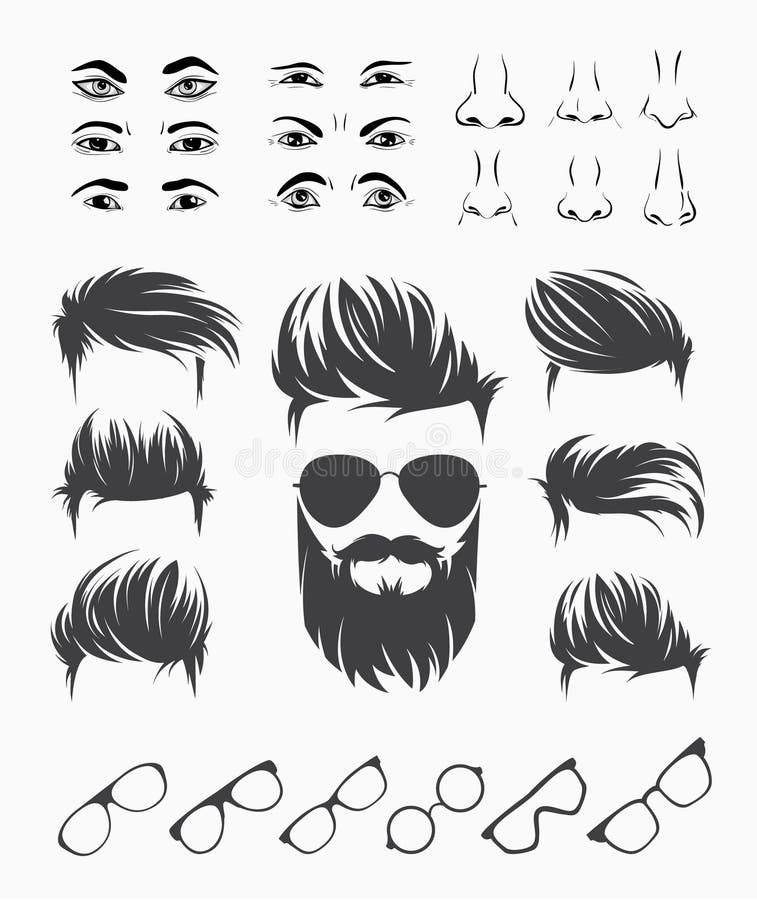 Vector Set of Elements of Male Human Face Stock Illustration ...