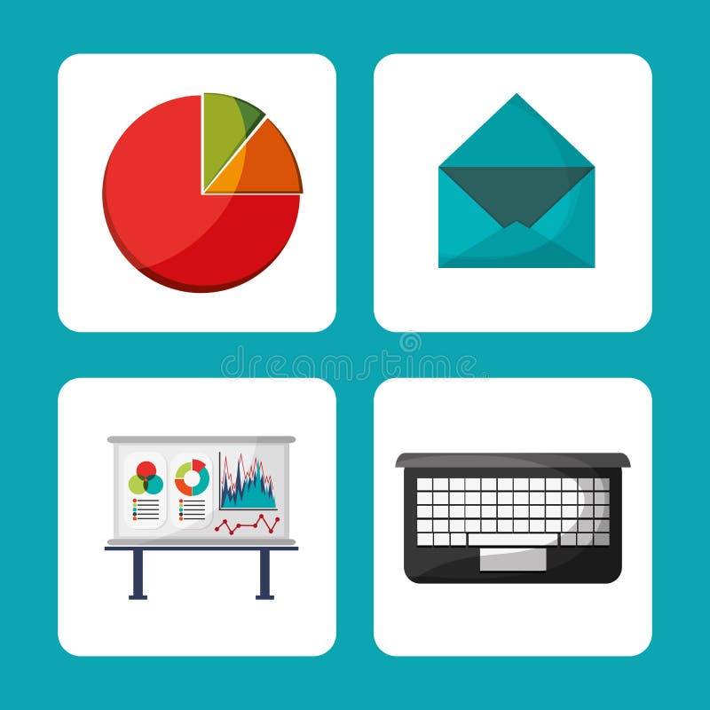Set elements office work stock vector. Illustration of internet - 82744077