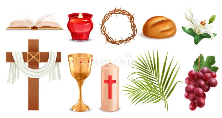 Palm Sunday Elements in Realistic View Stock Illustration ...