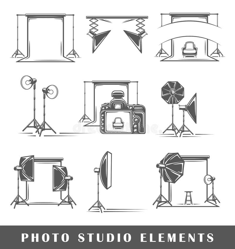Set of Elements of the Photo Studio Stock Vector - Illustration of ...