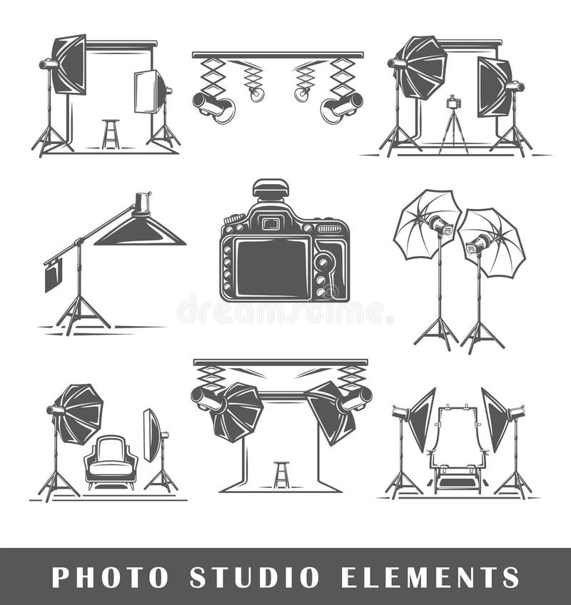 Set of Elements of the Photo Studio Stock Vector - Illustration of ...