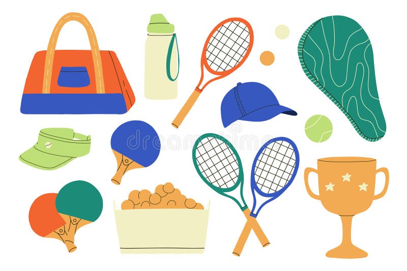Set of Elements for Tennis. Vector Illustration. Flat Style Stock ...