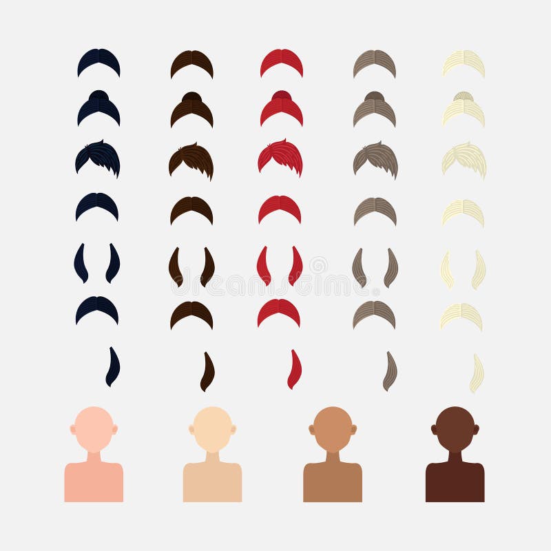 A Set of Elements To Create the Character of the Girl Stock Vector ...