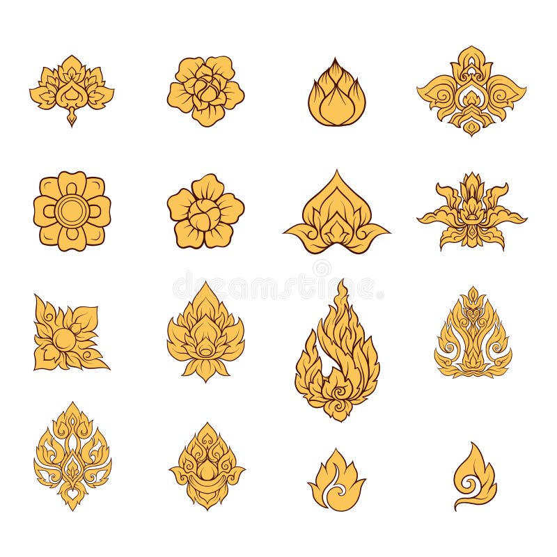 A Set of Elements of Traditional Thai Ornament. Stock Vector ...