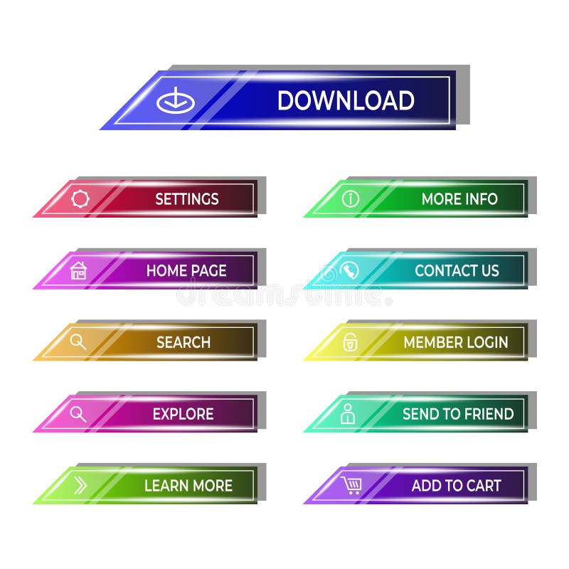 Set of Elements Website Buttons Stock Vector - Illustration of font ...