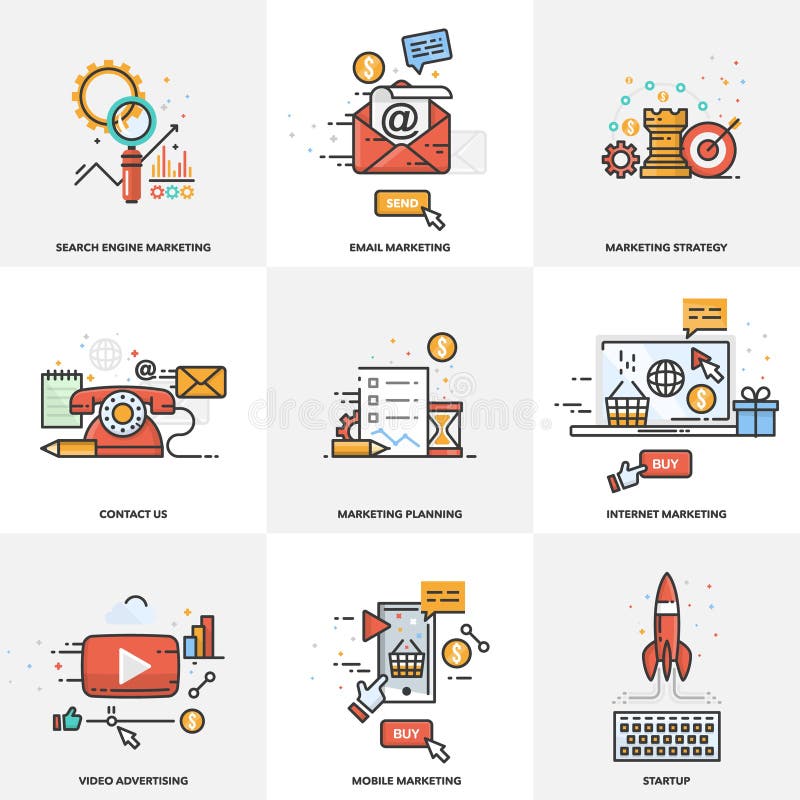 A Set of Elements for Website Design. Digital Marketing. Vector ...