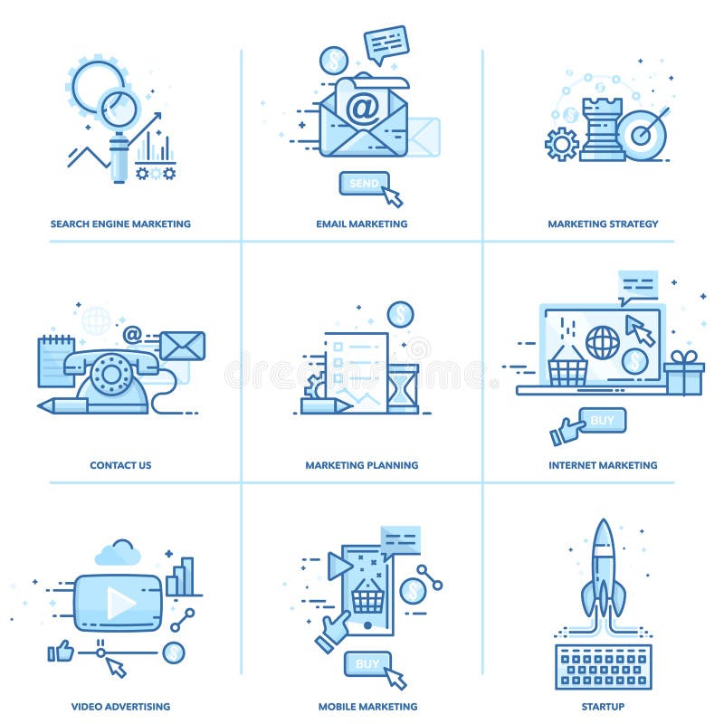 A Set of Elements for Website Design. Digital Marketing. Vector ...