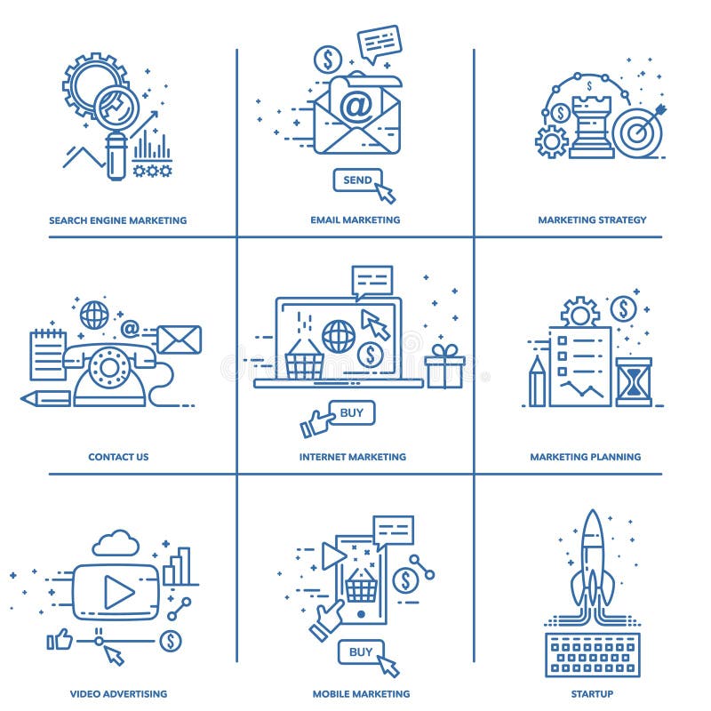 A Set of Elements for Website Design. Digital Marketing. Vector ...