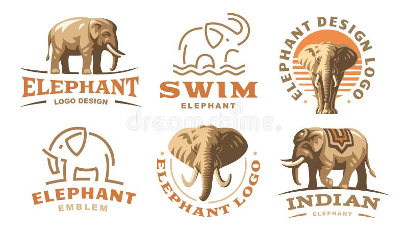Set Elephant Logo - Vector Illustration, Emblem Stock Vector ...