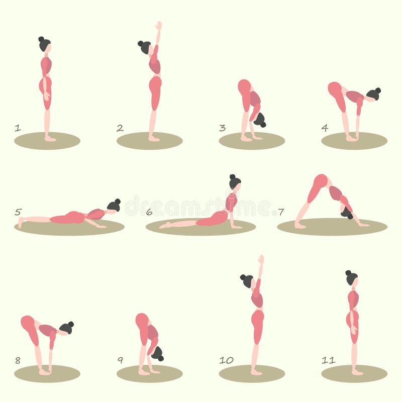 A Set of Eleven Different Yoga Poses, a Complete Set of Exercises with ...