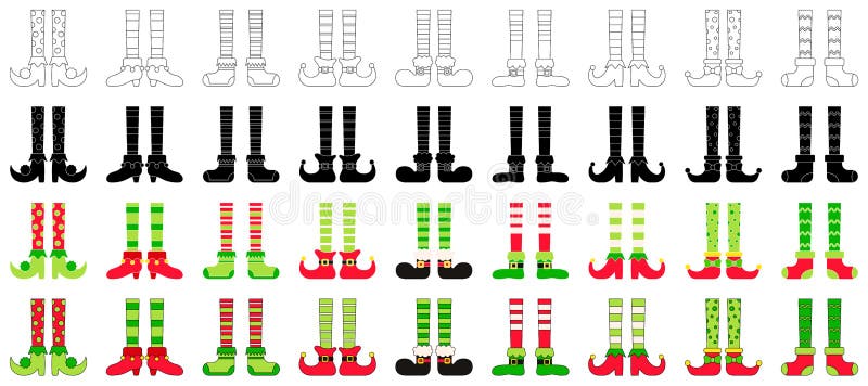 Set of Elf Feet in Flat Style Isolated Stock Vector - Illustration of ...