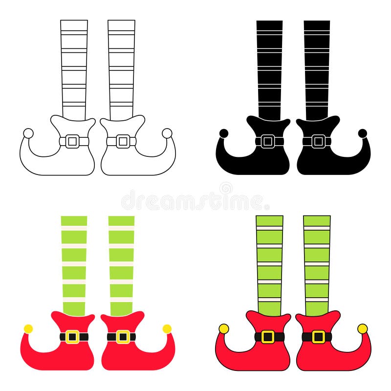 Set of Elf Feet in Flat Style Isolated Stock Vector - Illustration of ...