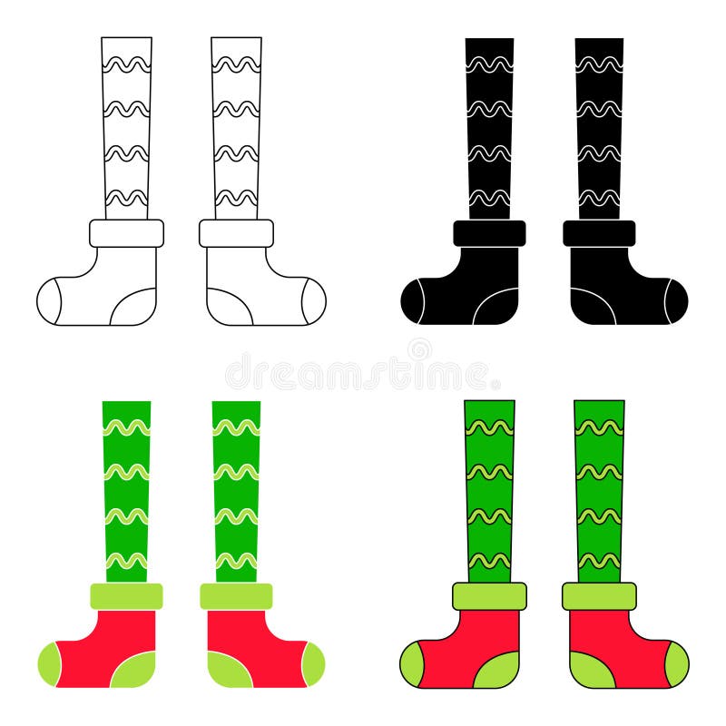 Set of Elf Feet in Flat Style Isolated Stock Vector - Illustration of ...