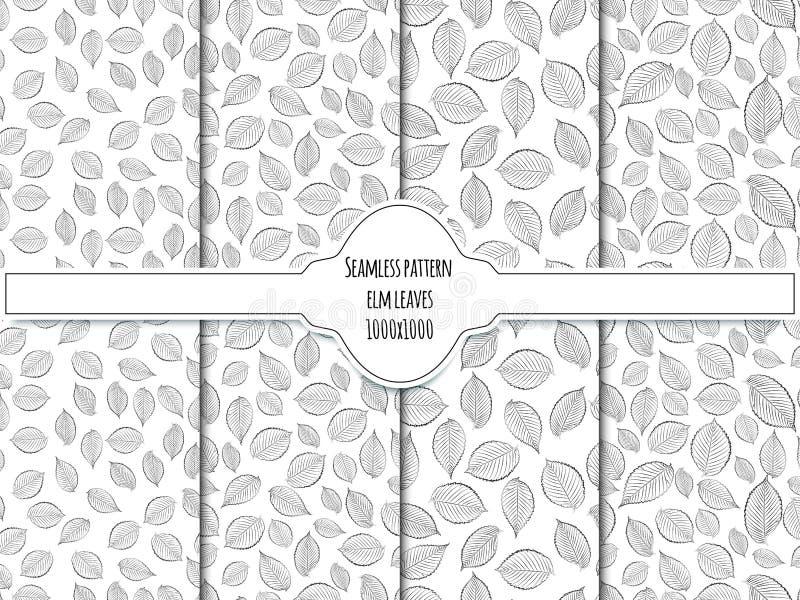 A Set of Elm Leaves Seamless Pattern, 1000x1000, Vector Graphics Stock ...
