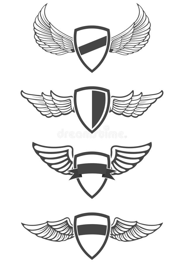 Set of Emblem Templates with Wings. Stock Vector - Illustration of ...