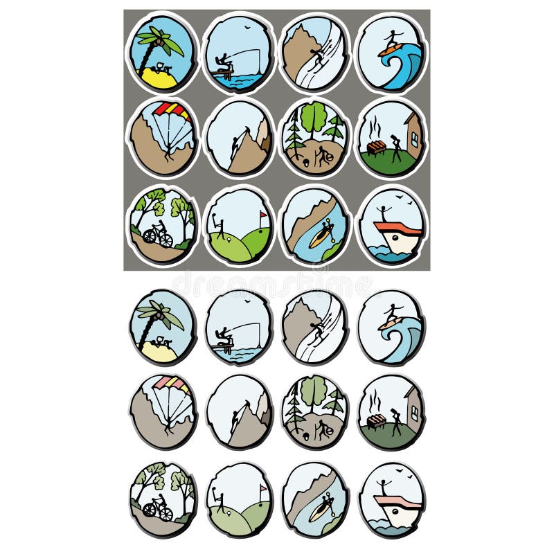 Emblem Set. Recreational Activities Stock Vector - Illustration of ...
