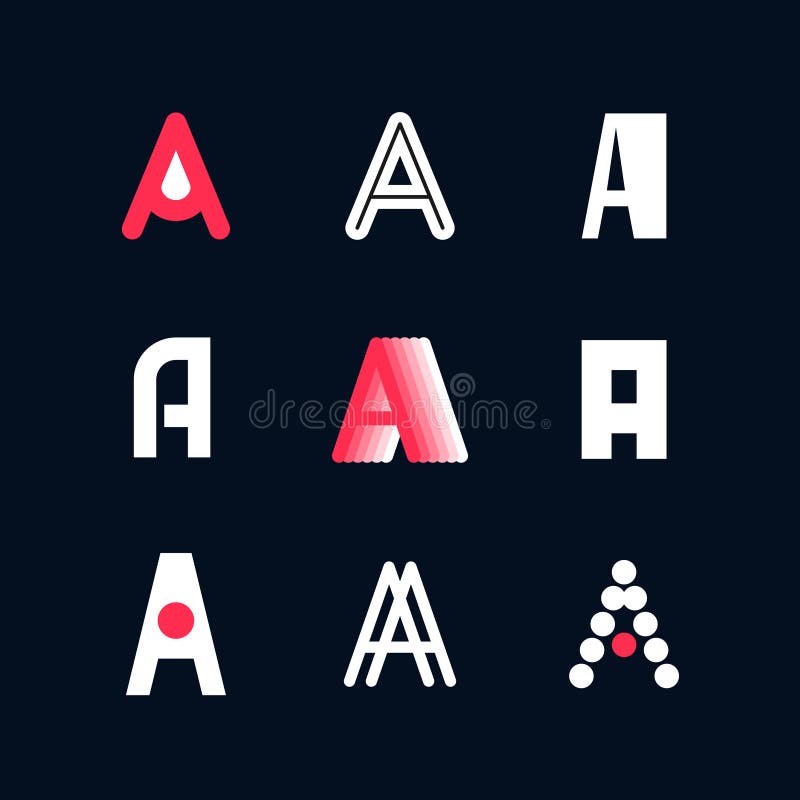 A Set of Emblems. Capital Letters a of the Latin Alphabet in Different ...