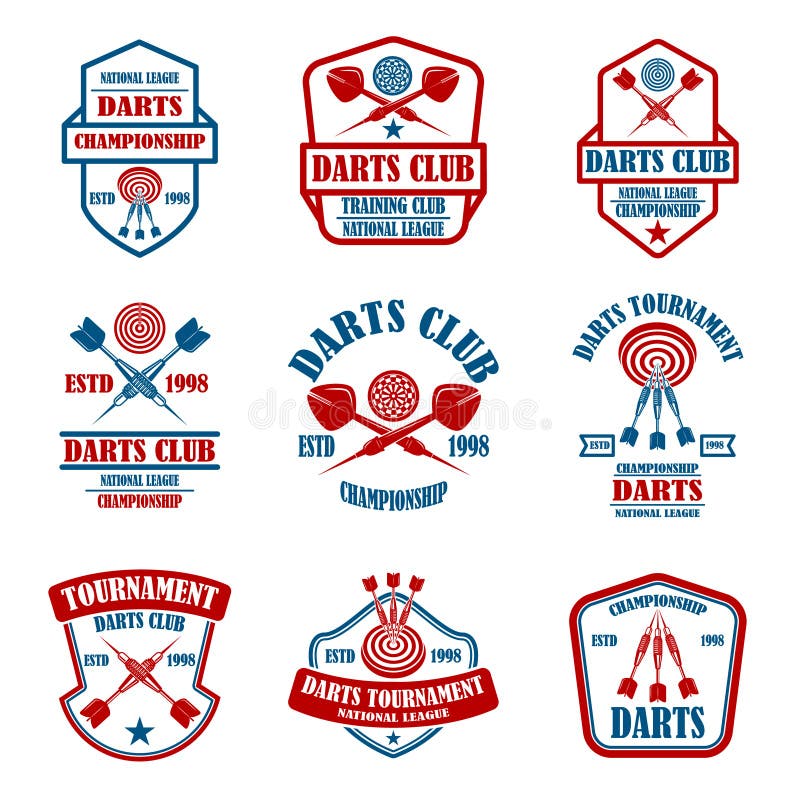 Set of Emblems with Darts. Design Element for Logo, Label, Sign, Emblem ...