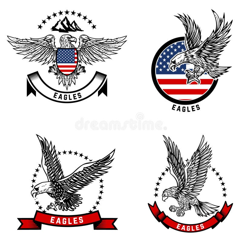 Bald Eagle Vector Emblems Set Stock Illustrations – 10 Bald Eagle Vector Emblems Set Stock ...