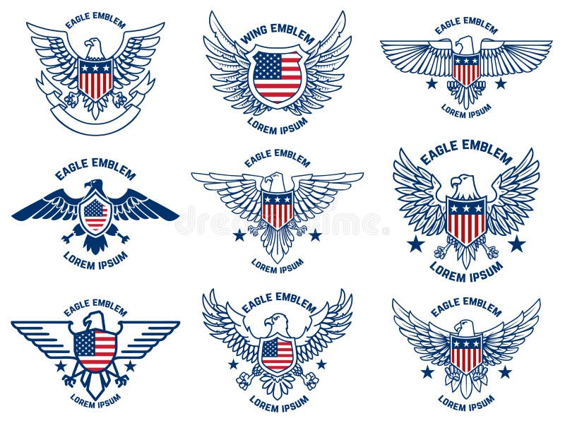 Bald Eagle Vector Emblems Set Stock Illustrations – 10 Bald Eagle ...