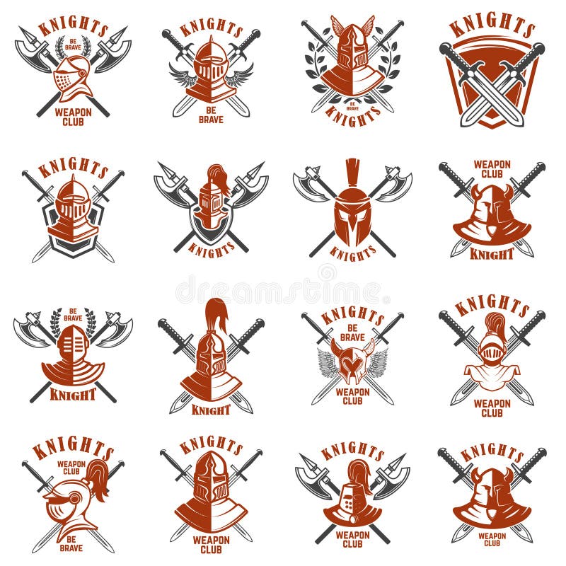 Knights. Emblem Template with Medieval Knight Helmet. Design Element ...