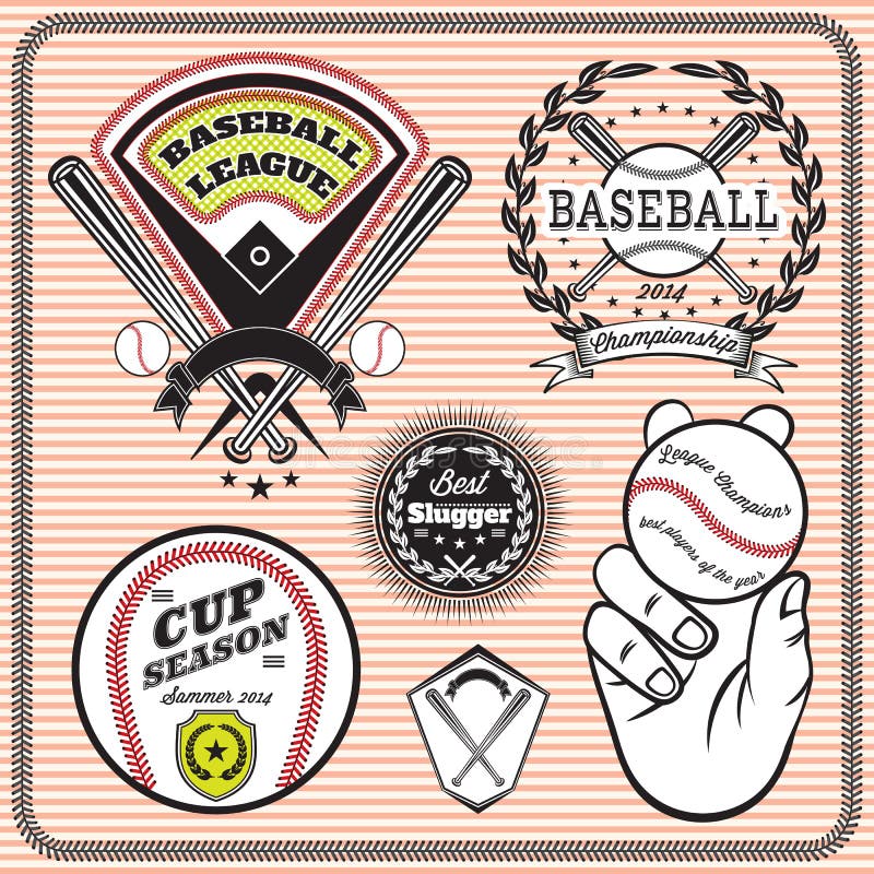 Set of Emblems and Signs for Baseball Stock Vector - Illustration of ...