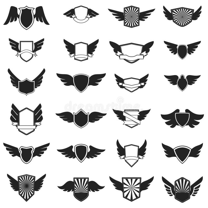 Set of Emblems with Wings. Design Element for Logo, Label, Emblem, Sign ...