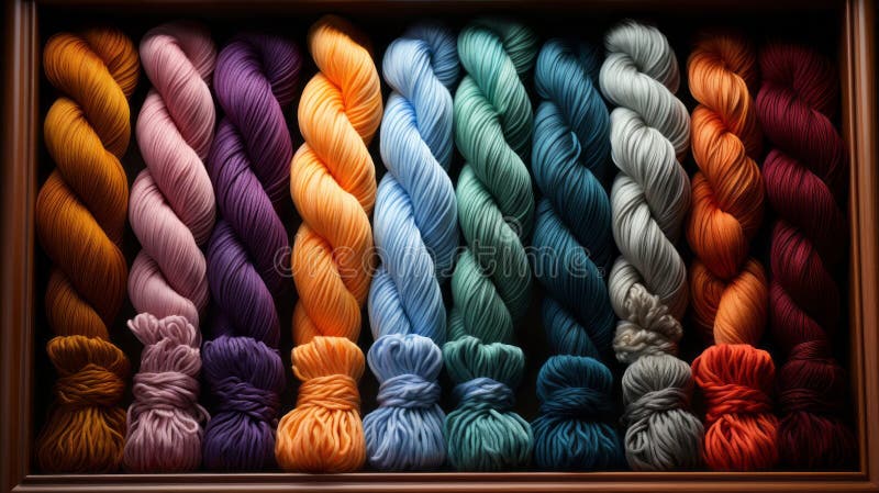 A Set of Embroidery Floss in a Box. Generative AI. Stock Illustration ...