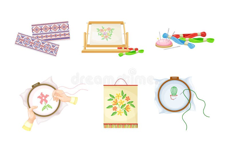 Set of Embroidery and Sewing. Handmade Crafts and Sewing Tools Stock ...