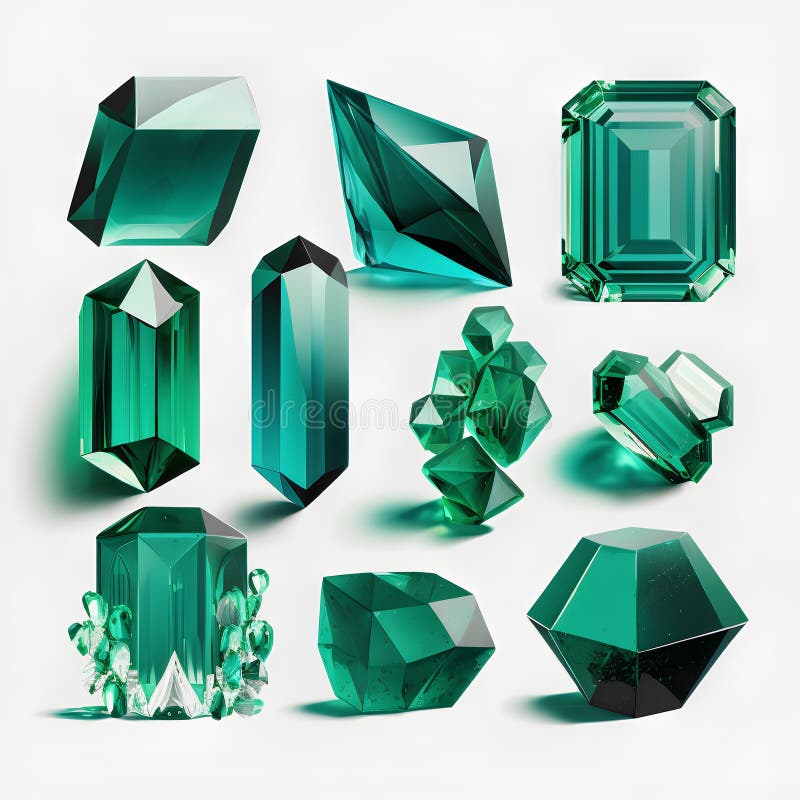 Set of Emeralds Isolated on White Background. Vector Illustration Stock ...