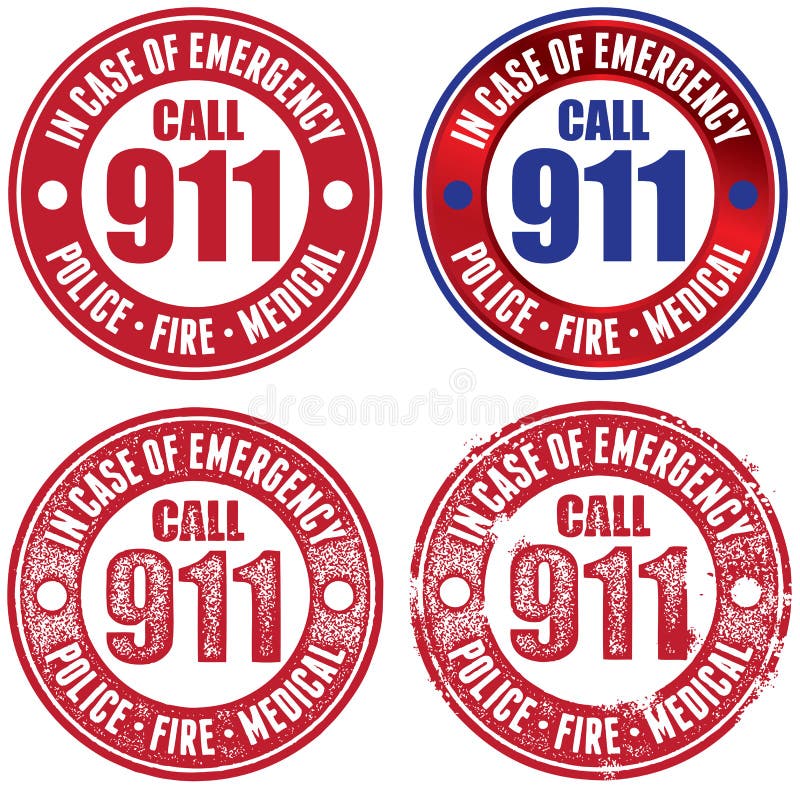 Set of Emergency 911 Stamps Stock Vector - Illustration of department ...