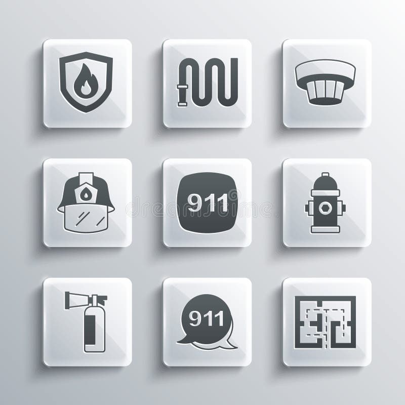 Set Emergency Call 911, Evacuation Plan, Fire Hydrant, Extinguisher ...