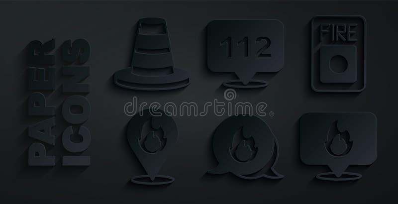 Set Emergency Call, Fire Alarm System, Location with Fire Flame, and ...